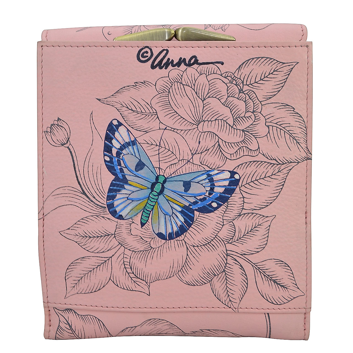 Anna by Anuschka Women’s Hand-Painted Genuine Leather Flap Organizer - Butterfly Garden
