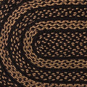 VHC Brands Farmhouse Jute Oval Rug 20x30 Country Braided Flooring, Country Black and Tan