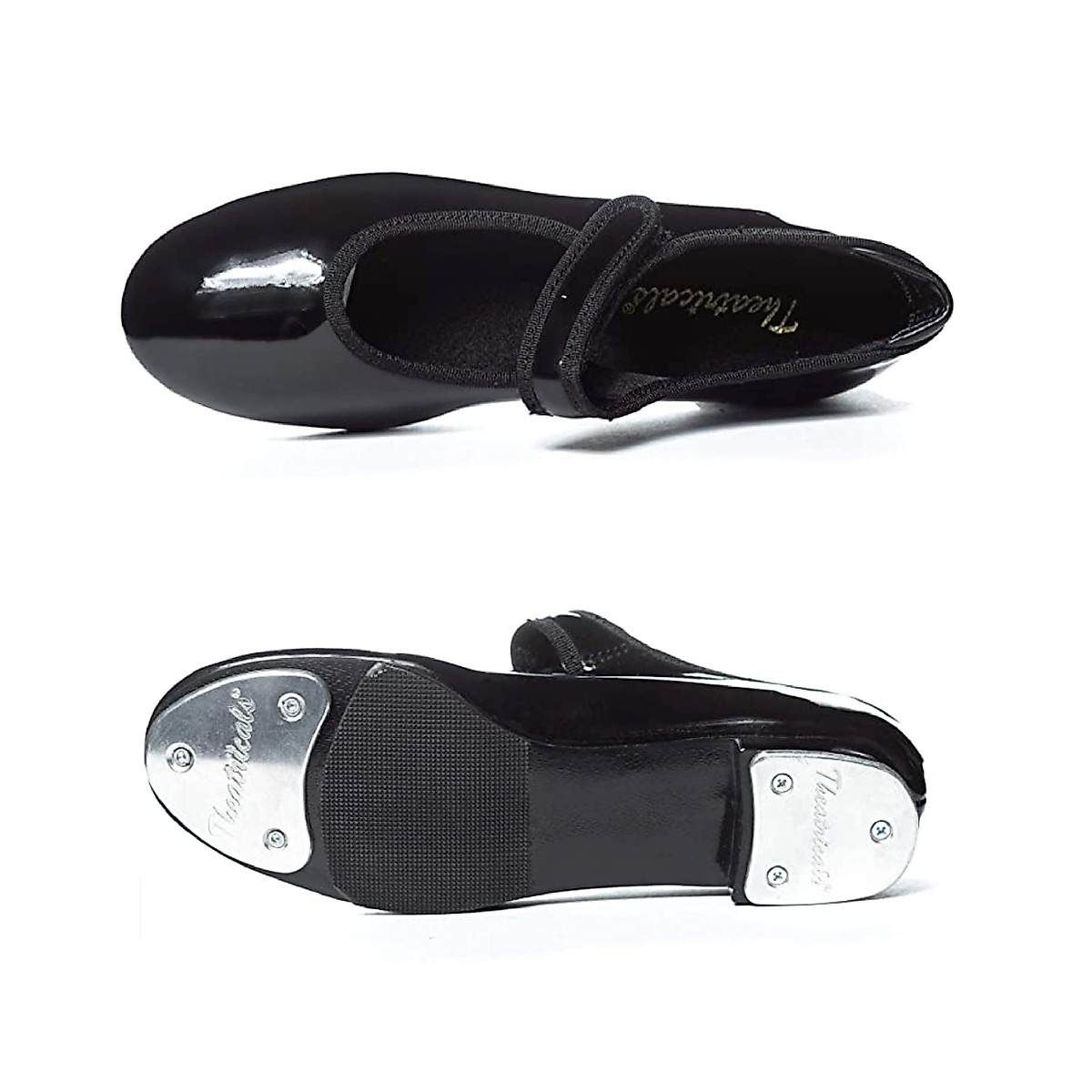Theatricals Girls Velcro Strap Tap Shoes Black Patent 11.0M T9050C