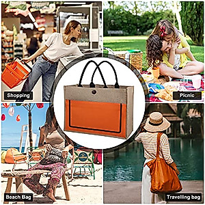 VIJIV Utility Large Canvas Tote Bag for Women Work Teacher Beach School Personalized Tote Bag with Pockets for Friends Gifts Orange