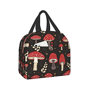 Lunch Bag Cute Cartoon Mushroom With Stars Insulated Lunch Box Reusable Lunch Bags Meal Portable Container Tote For Men Women Work Travel Picnic