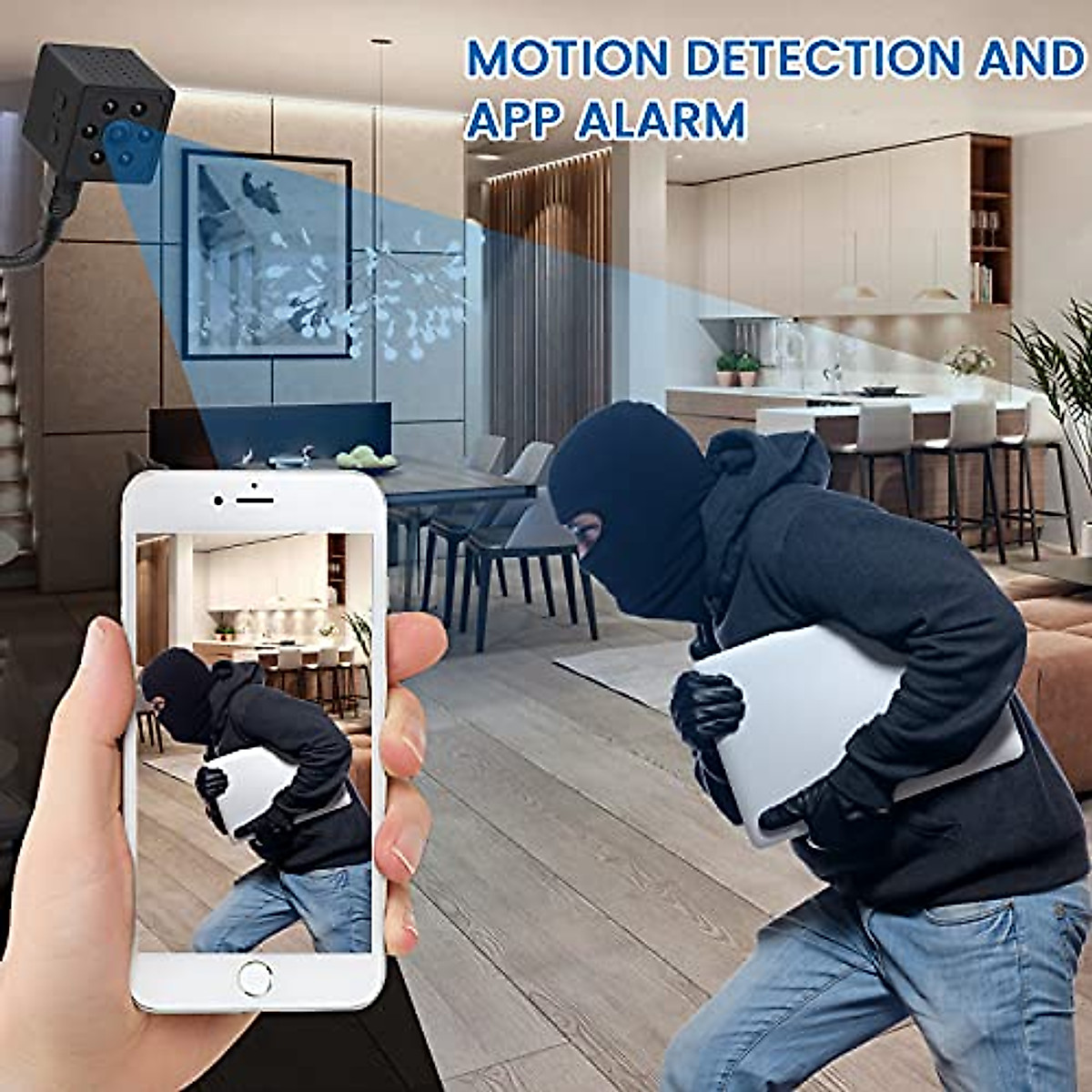 Chanarily Spy Camera, 4K HD Web Camera, Mini Wireless Cam, Small WiFi Nanny Camera with Phone App Night Vision Motion Detection Portable Smart Camera for Indoor/Home/Apartment/Office