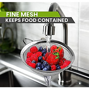 Kafoor Set of 2 Stainless Steel Mesh Strainers for Kitchen - 6.3 inch Large Fine Mesh Strainer & 3.3 inch Small Strainer Fine Mesh - Ideal to Sieve Pasta Noodles, Quinoa, Tea, Coffee, Juices, Flour