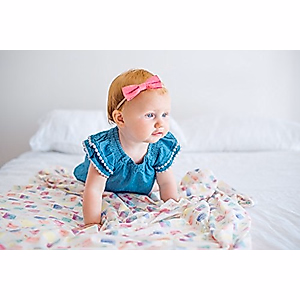 Large Premium Knit Baby Swaddle Receiving Blanket "Summer" by Copper Pearl