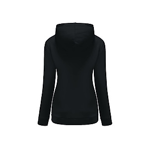 Women Zip Up Hoodie Sweatshirt Long Sleeve Fleece Hooded Jacket Coat Black L