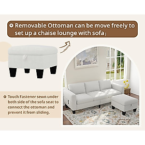 Woyomeub Sectional Sofa Couches for Living Room 78" L Shaped Sofas with Storage Ottoman Small 3 Seater Couch Velvet Fabric, Beige