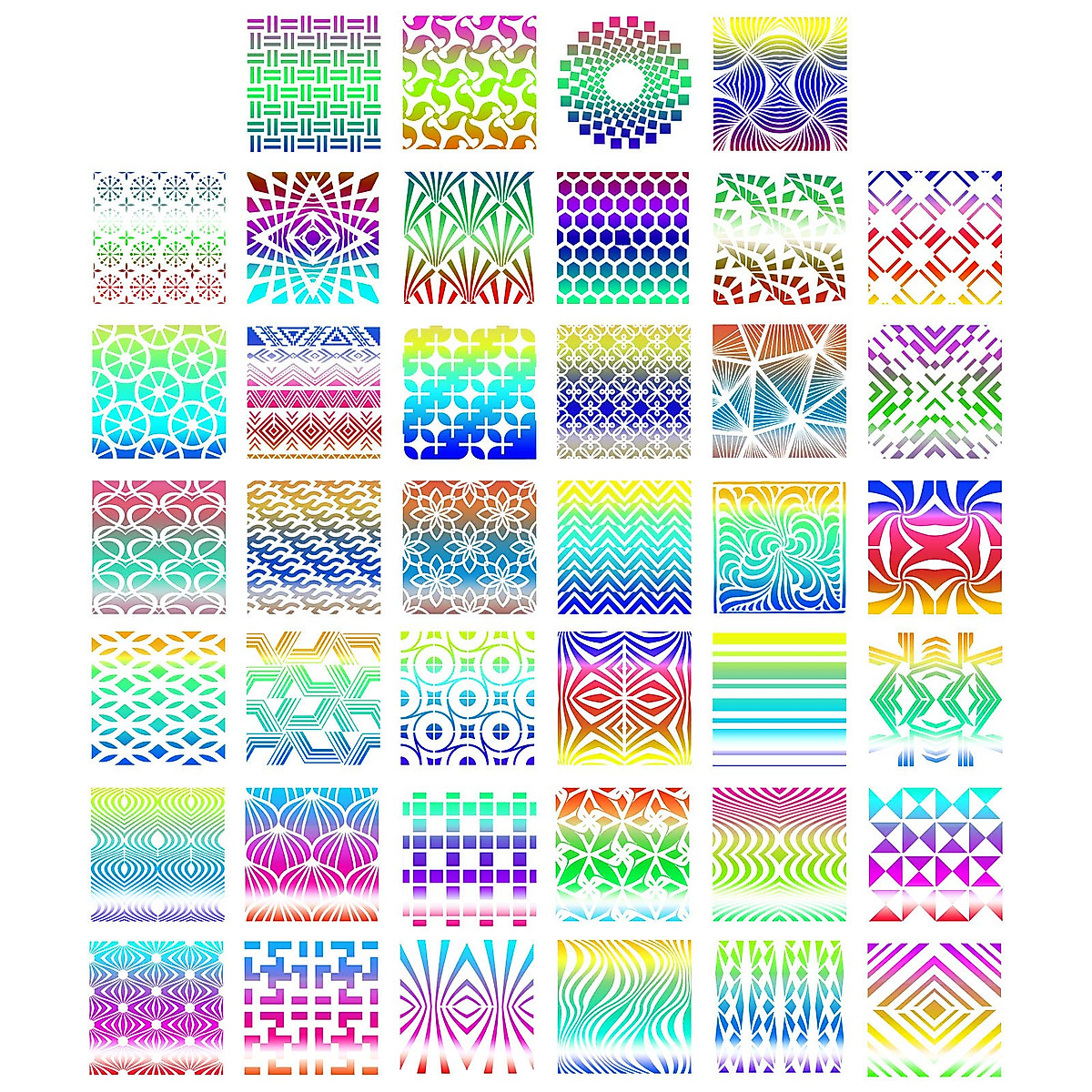 40 Pieces Geometric Stencils Painting Templates for Scrapbooking Cookie Tile Furniture Wall Floor Decor Craft Drawing Tracing DIY Art Supplies, 5.1 x 5.1inch