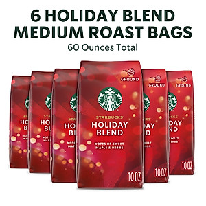 Starbucks Ground Coffee, Holiday Blend Medium Roast Coffee, 100% Arabica, Limited Edition Holiday Coffee, 6 Bags (10 Oz Each)