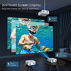 HONPOW Projector, Native 1080P Full HD Bluetooth Projector, 11000 Lumens Mini Portable Outdoor Indoor Movie Projector Compatible with Laptop, Smartphone, TV Stick, Xbox, PS5