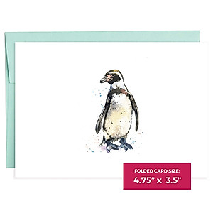 L'apostrophe Marine Life - Blank Note Cards with Envelopes - Blue Whale - Turtle - Narwhal - Penguin - Assorted Set of 16 Animal Greeting Cards for All Occasions - 4.75" x 3.5"