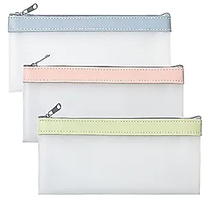 LELEBEAR 3 Pieces Pencil Case Zipper Clear Pouch Big Capacity Pencil Bag Multipurpose Cosmetic Travel Carry Portable Bags for Women,Students,Men,Kids Gifts (Pack-3)