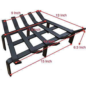 Hi-Flame HIFLAME 15 Inch Fireplace Log Grate Steel Fire Grate for Wood Burning Stove Firewood Holder, Heavy Duty Wide Iron for Indoor Chimney and Outdoor Camping Fire Pit (Black) (15 Inch)
