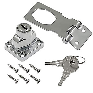 Kyuionty 2Pcs Keyed Hasp Locks 2.5 Inch Twist Knob Keyed Locking Hasp, Metal Safety Hasp Latches Keyed Different for Small Doors, Cabinets (Sliver)