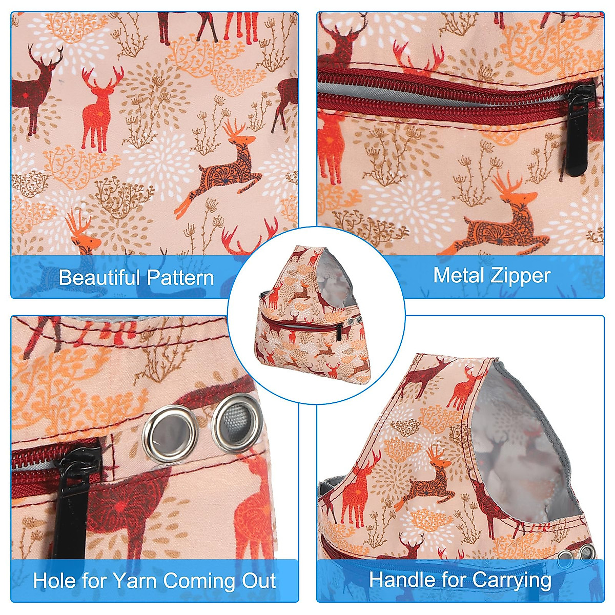 PATIKIL Yarn Storage Bag, Portable Crochet Knitting Bag Case Skein Ball Holder Organizer Crocheting Tote Wrist Bag for Sewing Craft Projects, Orange