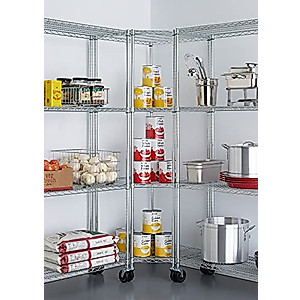TRINITY EcoStorage 4-Tier NSF Corner Wire Shelving Rack with Wheels, 27 by 17 by 13 by 17 by 72-Inch, Chrome