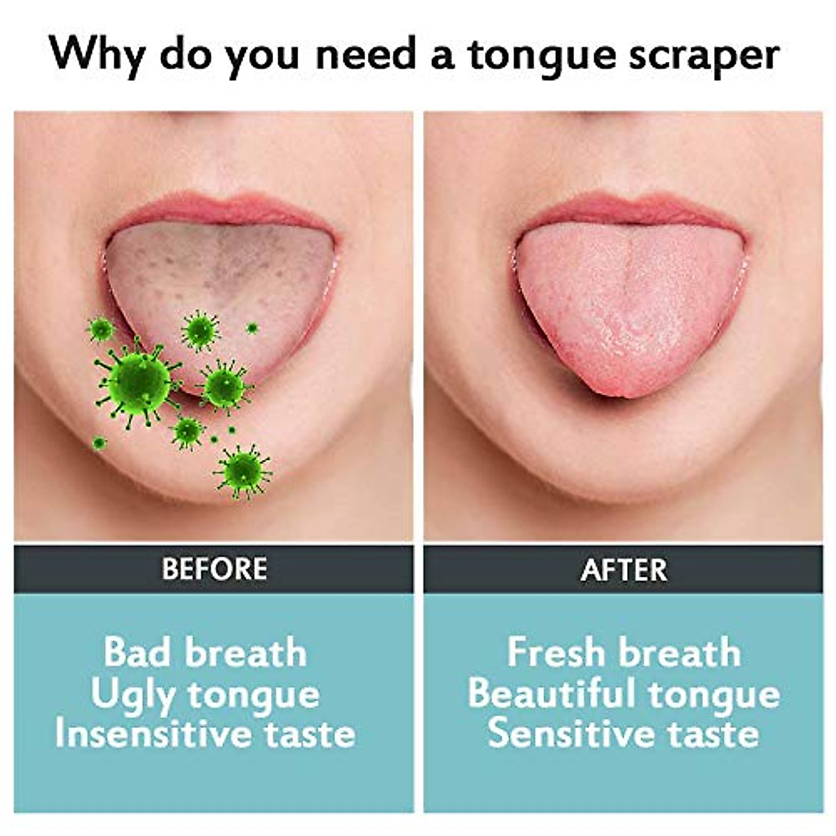 Tongue Scraper with Mini Hooks (4 Pack) Stainless Steel Tongue Cleaner Tongue Cleaning Tools for Adults and Kids Oral Care Eliminate Bad Breath Tongue Brush