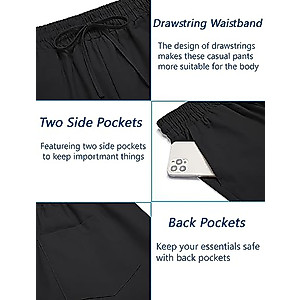 COOFANDY Mens Linen Pants Lightweight Casual Trousers Elastic Waist Yoga Beach Hippie Summer Pants Black