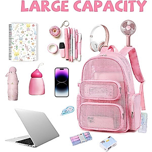 CAMTOP Mesh Backpack for Kids Girls Semi-Transparent See Through Sturdy School Bookbag Casual Daypack for Beach Swim Work Gym (Tie Dye Purple)