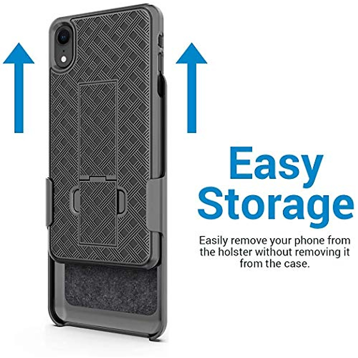 Aduro Combo Case & Holster for iPhone XR, Slim Shell & Swivel Belt Clip Holster, with Built-in Kickstand for Apple iPhone