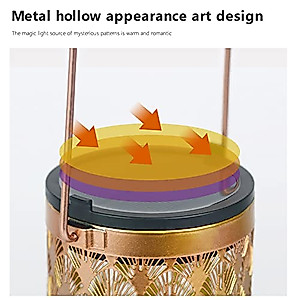 LADIGASU Solar Lanterns Outdoor Hanging Lantern Lights,Hollowed-Out Metal Decor Lantern, Waterproof LED Decorative Garden Light-Delicate Garden,Patio,Porches Decoration