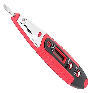 Digital Test Pencil VD700 AC/DC 12-250V Electrical Test Pencil Detector Voltage Detector Circuit Tester Multifunction LED Display with Night Eye Lamp(Red)