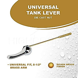 HIGHCRAFT 5335-4 Replacement Toilet Tank Flush Lever Handle with Metal Nut Chrome Pack of 2