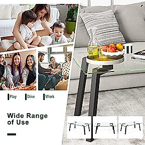 Tangkula Tempered Glass Coffee Table, Rectangular Center Table with Heavy Duty Metal Frame, Modern Minimalist Cocktail Table, Clear Tea Table for Living Room Reception Office, 44 x 24 x 18 Inch