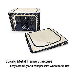 Oxford Fabric Storage Box with Steel Frame,Foldable Stackable Container Organizer with Large Window & Carry Handles Bedroom Closet Organization for Clothes Bedding Sheets Blanket Pillow