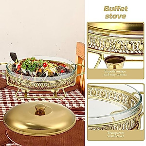 DOITOOL Buffet Food Tray Stainless Steel Chafing Buffet Dish Oval Chafer Full Size Food Warmer Heating Pan Large Capacity Serving Tray with Lid for Home Restaurant Canteen Warm Buffet Server
