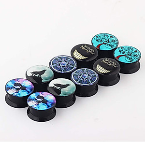 TIANCI FBYJS 5 pairs Acrylic Ear Tunnels Plugs Expander 00 Gauges Stretcher Earrings Screw Ear Piercing Body Jewelry (10mm=00g)