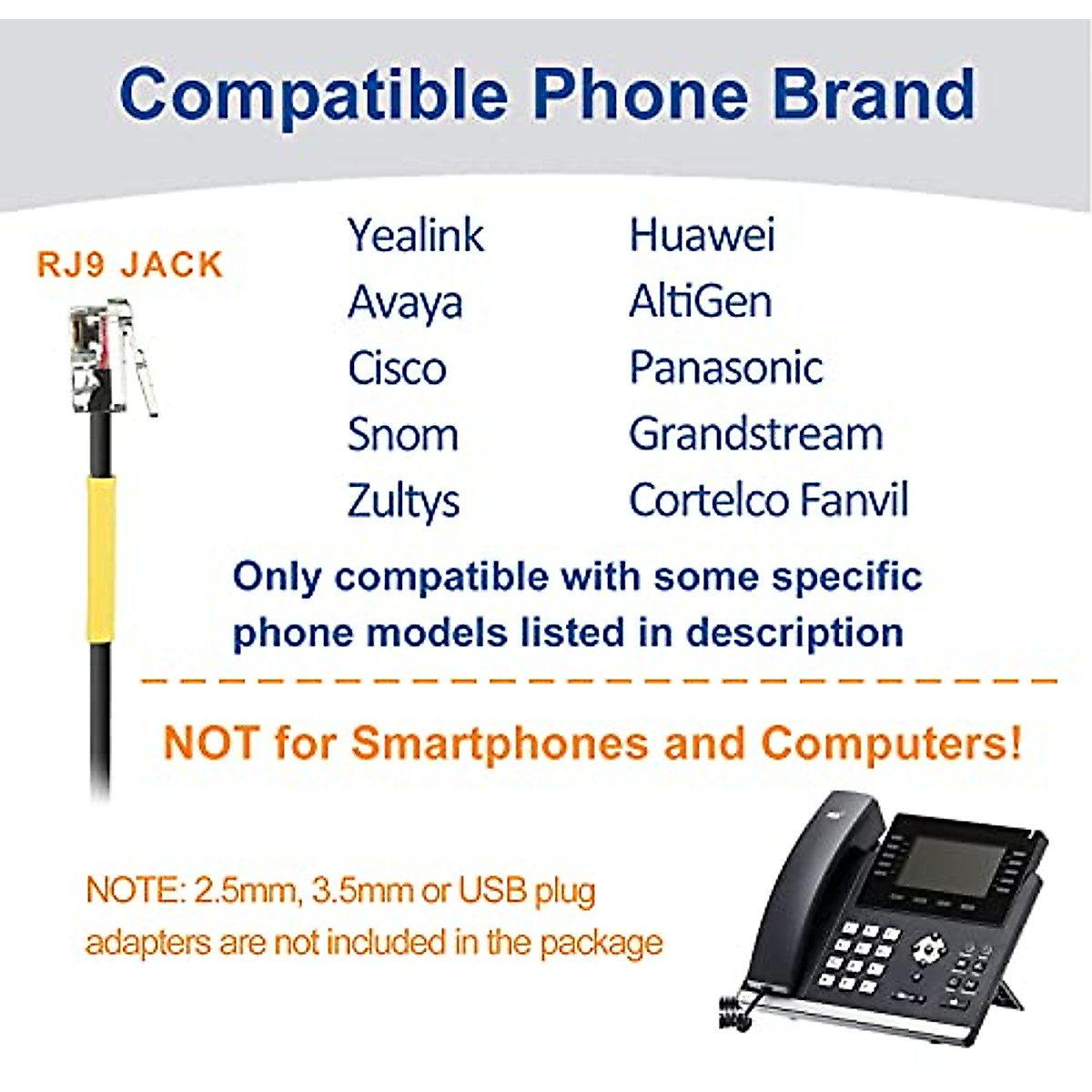 Wantek Phone Headset with Microphone Noise Cancelling, RJ9 Office Telephone Headsets Compatible with Yealink T20P T21P T26P T23G T46G T48G T42S T46S Avaya 1608 9608 9611 Grandstream Panasonic Snom