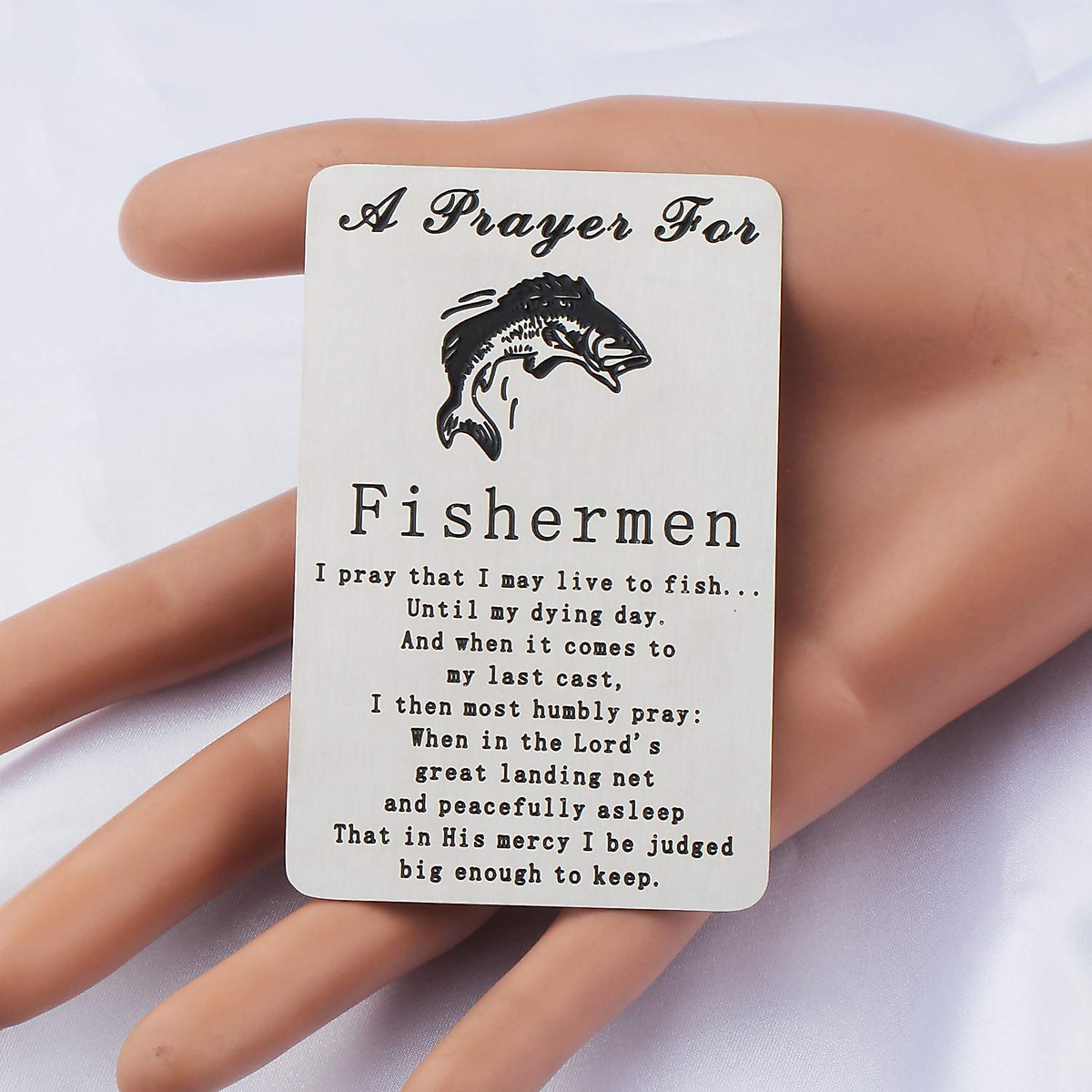 PLITI Fisherman Prayer Gifts Fishing Wallet Insert Christian Gifts Fishing Gift Fishermen Gift Fathers Day Gift For Dad Grandfather Godfather Fishing Buddy Gifts Nautical Gifts