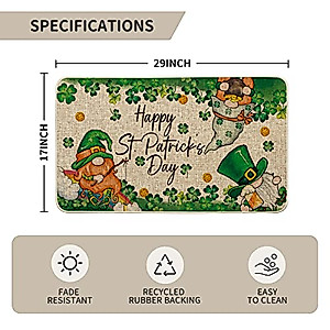 Artoid Mode Genome Happy St. Patrick's Day Welcome Decorative Doormat, Seasonal Spring Low-Profile Rug Switch Mat for Indoor Outdoor 17x29 Inch