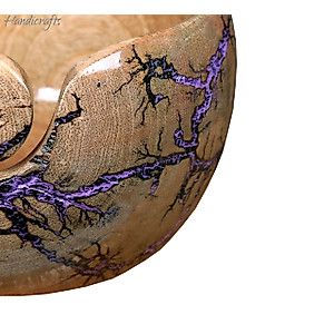 Woodco Handicrafts Wooden Yarn bowls For Crocheting Large Yarn Ball Holder Storge Crocheting Accessories and Supplies Yarn Storage Bowl-Yarn Holder-Gift for Crocheters Purple