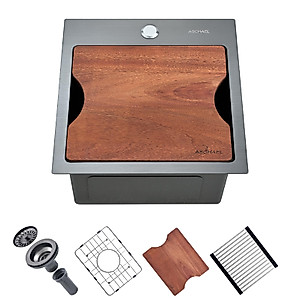 24 Inch Undermount Kitchen Sink, 24x19 Stainless Steel Undermount Workstation Sink 16 Gauge Single Bowl 10 Inch Deep Undermount Sink with Accessories