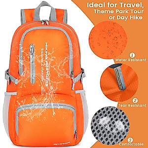 ZOMAKE Lightweight Packable Backpack - 35L Light Foldable Hiking Backpacks Water Resistant Collapsible Daypack for Travel(Orange)
