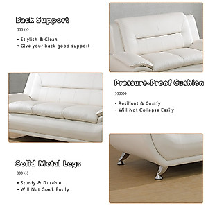 Dekmxas Leather 2 Piece Sofa Set, Sectional Couch, Modern Sofa for Living Room, Bedroom - B-Creamy White