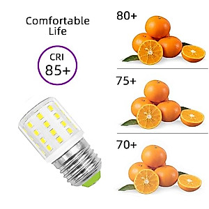 DAPSHU LED AC 100-265v 3.5w Replacement Refrigerator Light Bulb KEI D34l Daylight White 6000K E26 40W Halogen Equivalent 500Lm T10 Corn Medium Screw Base Bulbs Pack of 1