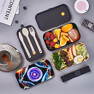 Cosmic Stars Adult Lunch Box, Bento Box, With Cutlery Set Of 3, 2 Compartments, Rectangular, Lunch Box For Adults