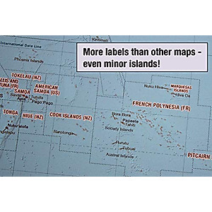 Laminated World Voyager Map Poster | Bright Style Map | Includes The Most Legible Location Labels | 36” x 24” | Shipped Rolled in a Tube, Not Folded | Great for The Home or Classroom