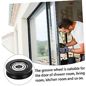HOMSFOU 4pcs Roller Sliding Door Roller Guide Pulley Roller Door Wheel Heavy Duty castors U Type Wheel for Doors Track Window Pulley Roller Groove Wheel Pulley Track Guide Bearing
