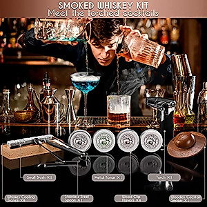 The Whiskey Underground Whiskey Smoker Kit - Cocktail Smoking Kit With Smoking Top, Butane Torch, Tongs, Whiskey Stones - Apple, Cherry, Oak, Walnut Wood Chips - Premium Wooden Box - 11.88x9.96x2.75 Great Gift Set For Husband, Father, Groomsmen. Perfect f