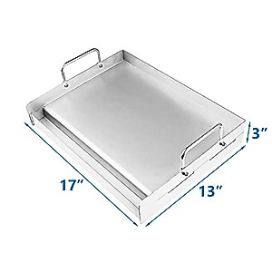 Utheer Grill Parts with 7636 Flavor Bars, 69787 Grill Burner and Ignitor for Weber Spirit 300 Series with Front Control, Universal Stainless Steel Griddle, 17" x 13" Griddle Flat Top Plate