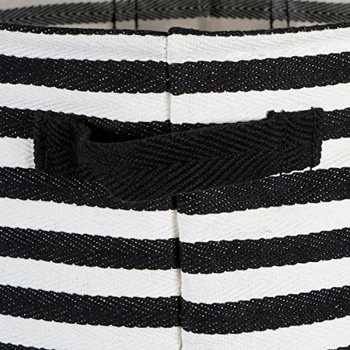 DII Laundry Storage Collection Cabana Stripe Collapsible and Waterproof Bins, Round Hamper, 13.75x20, Black