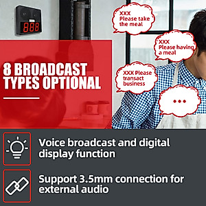 Retekess TD101 Queue Calling System,Take A Number System, Larger LCD Screen,8 Broadcast Types,Waiting Number System for Restaurant, Hospital,Bank(1 Display +1 Numeric Keypad)