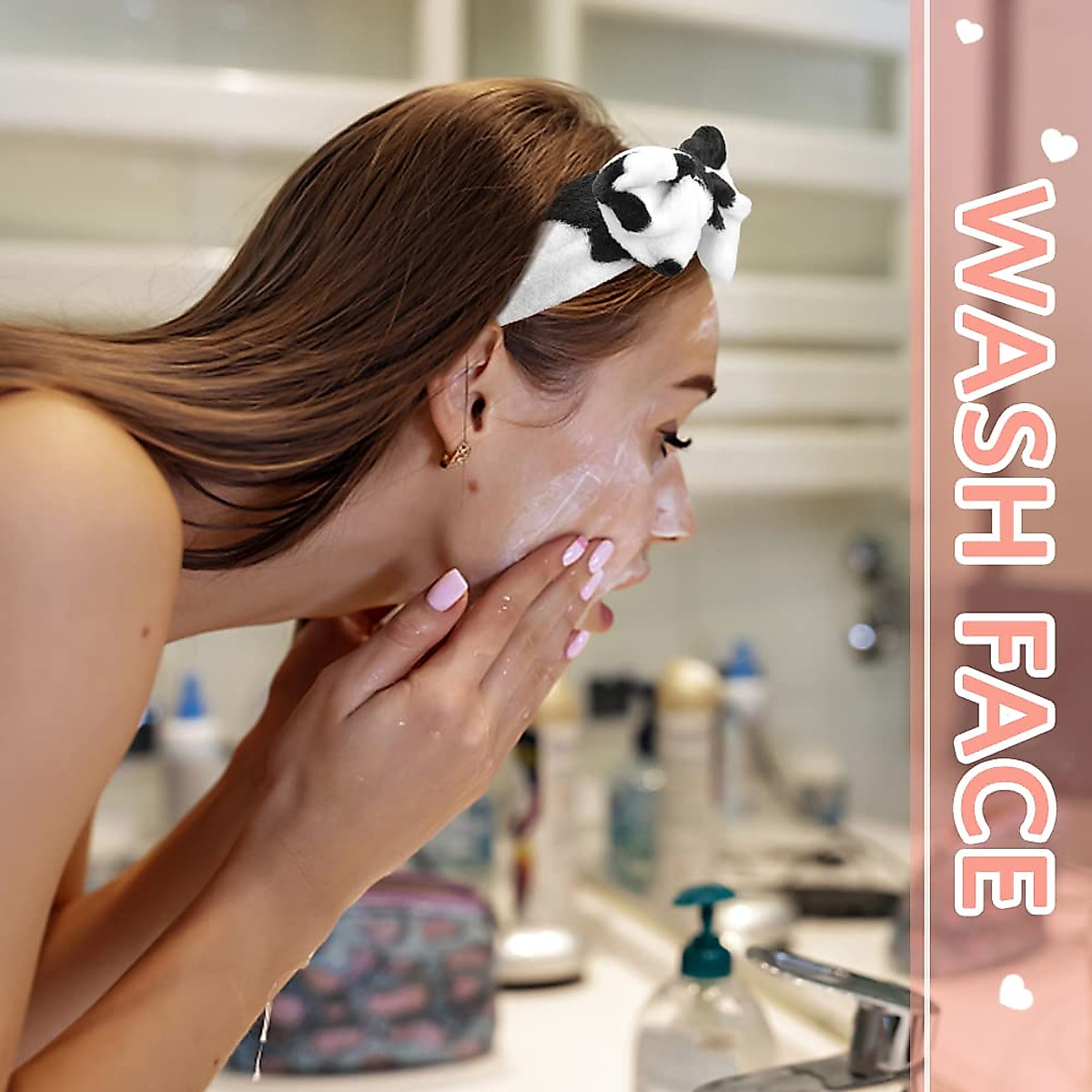 IKOCO Makeup Headband, 4Pcs Spa Headband for Washing Face, Soft Bow Skincare Headbands for Women Girls