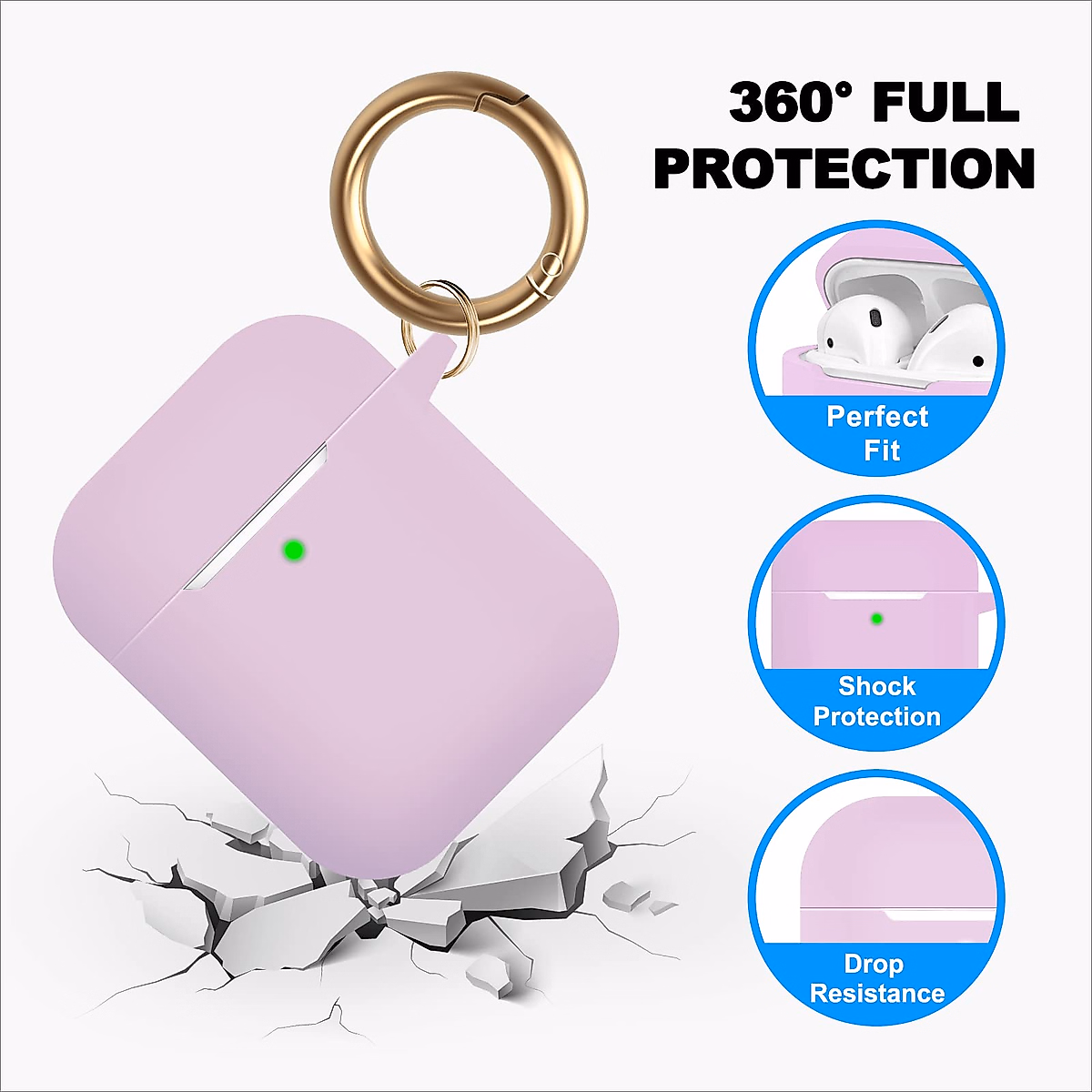MOLOPPO for AirPods Case Cover with Cleaning Pen，Soft Silicone Protective Cover with Buckle for Women Men Compatible with Apple AirPods 2nd 1st Generation Charging Case, Front LED ，Rose Pink