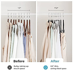 HOUSE DAY Velvet Skirt Hangers 24 Packs Velvet Hangers with Clips Ultra Thin Non Slip Velvet Pants Hangers Space Saving Clothes Hangers for Skirts, Pant, Jeans (Black)