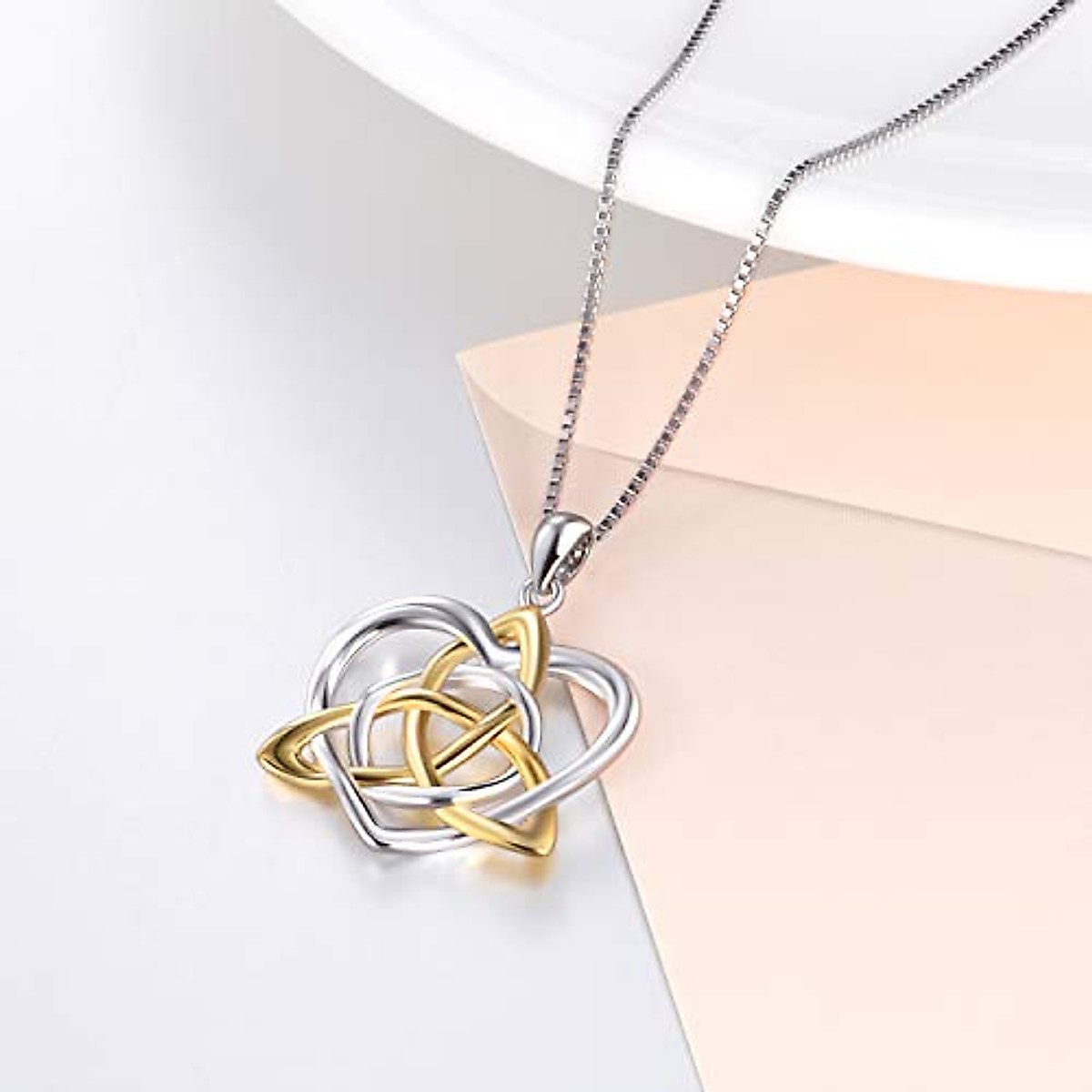 Celtic Jewelry Necklace Gifts Sterling Silver Good Luck Irish Vintage Triquetra Trinity Celtics Love Knot Pendant Necklace Christmas Gifts for Women Mother