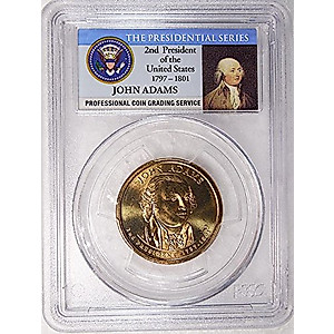 2007 P Pos. B John Adams Presidential Dollar PCGS MS 65 FDI Presidential Label Holder